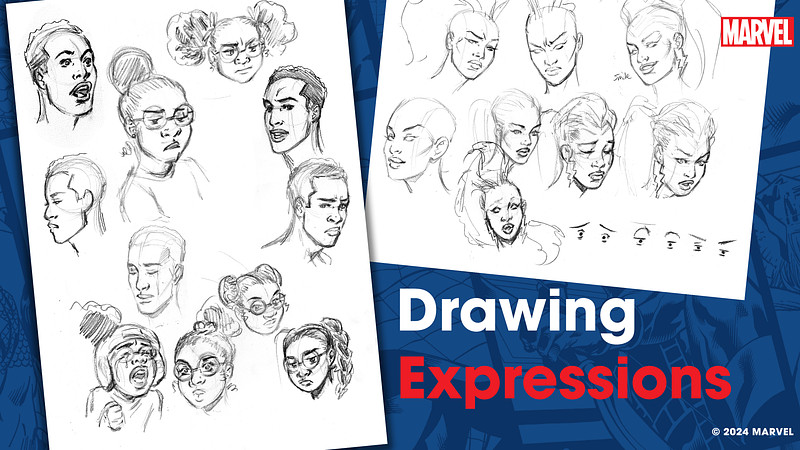 Proko - Character Expressions Demo - Storm, Moon Girl, and Miles Morales