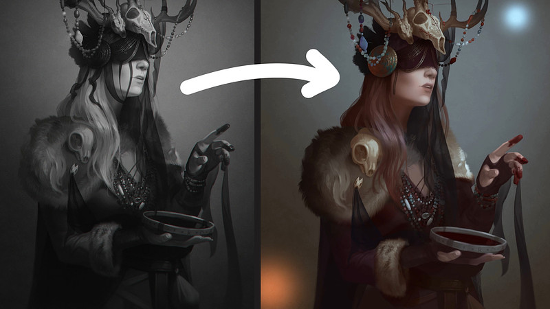 Proko - How to Colorize a Grayscale Painting - Demo 1